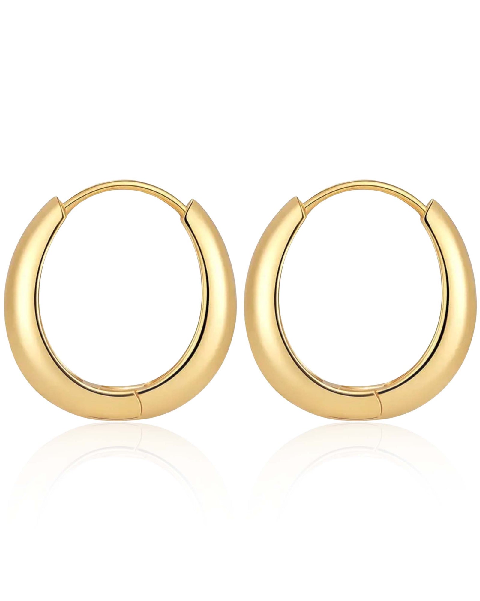 Chunky Dome Polished Earrings Stainless Steel Huggie Hoops