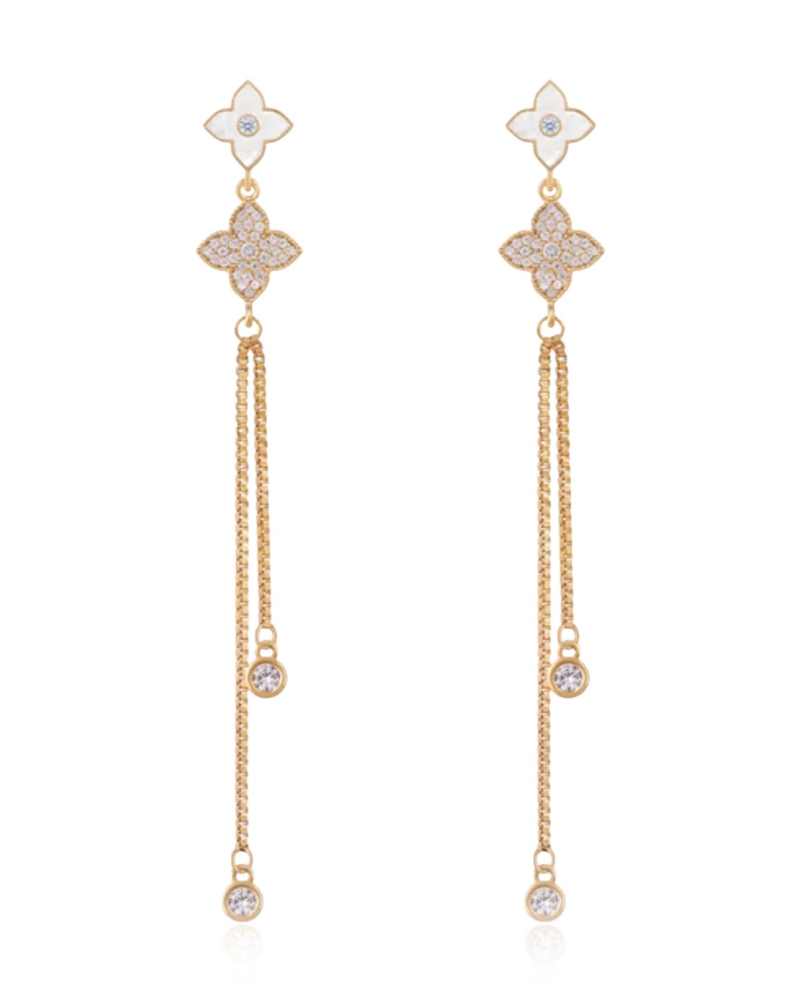 Clover Chain Dangle Earring Studs for Women