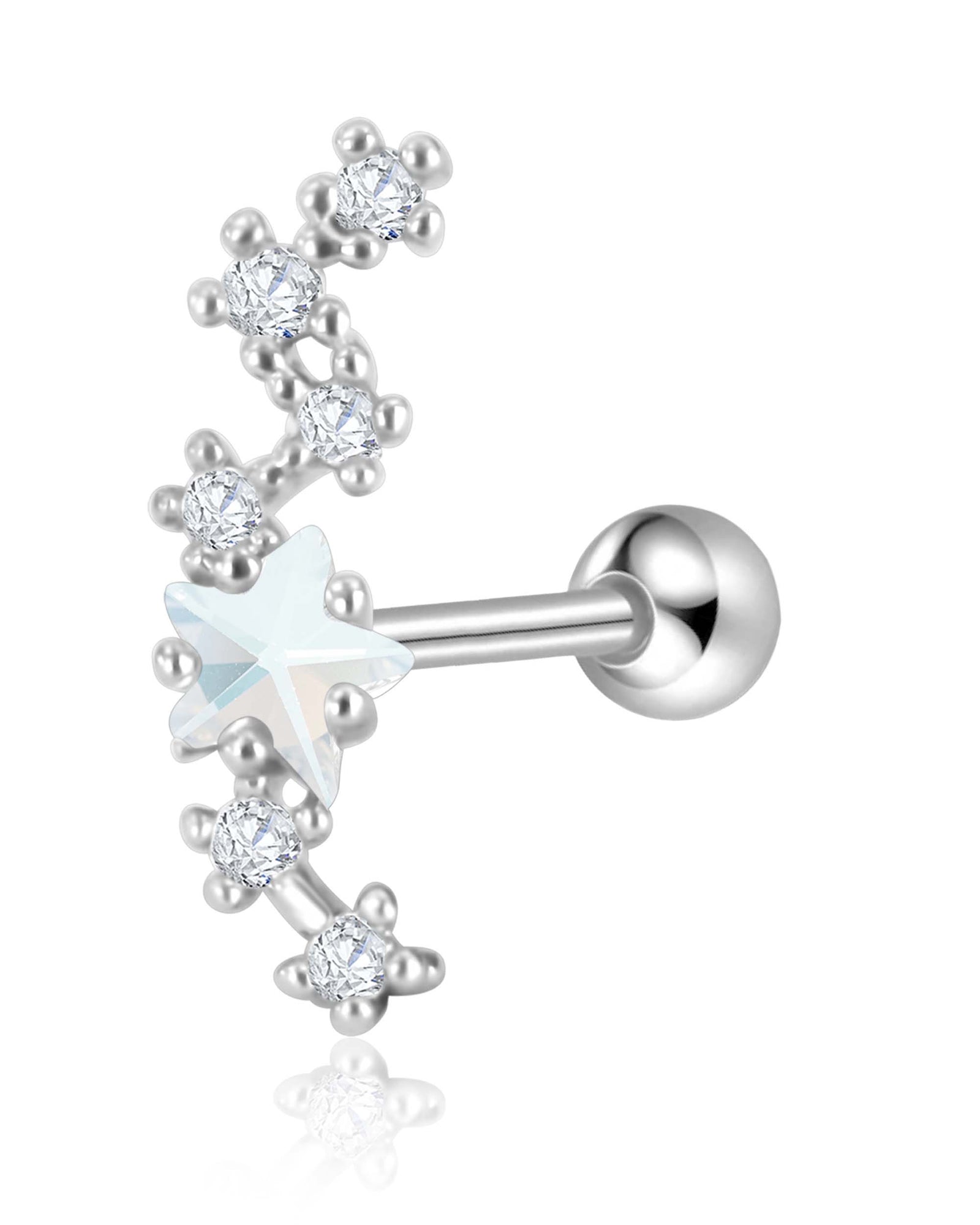 Celestial Cluster Cartilage Ear Piercing Earring Stud Aurora Borealis ...
