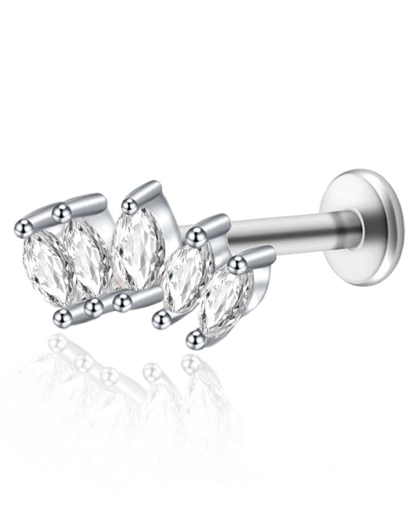 Marquise Cluster Cartilage Ear Piercing Titanium Earring Stud 16G ...