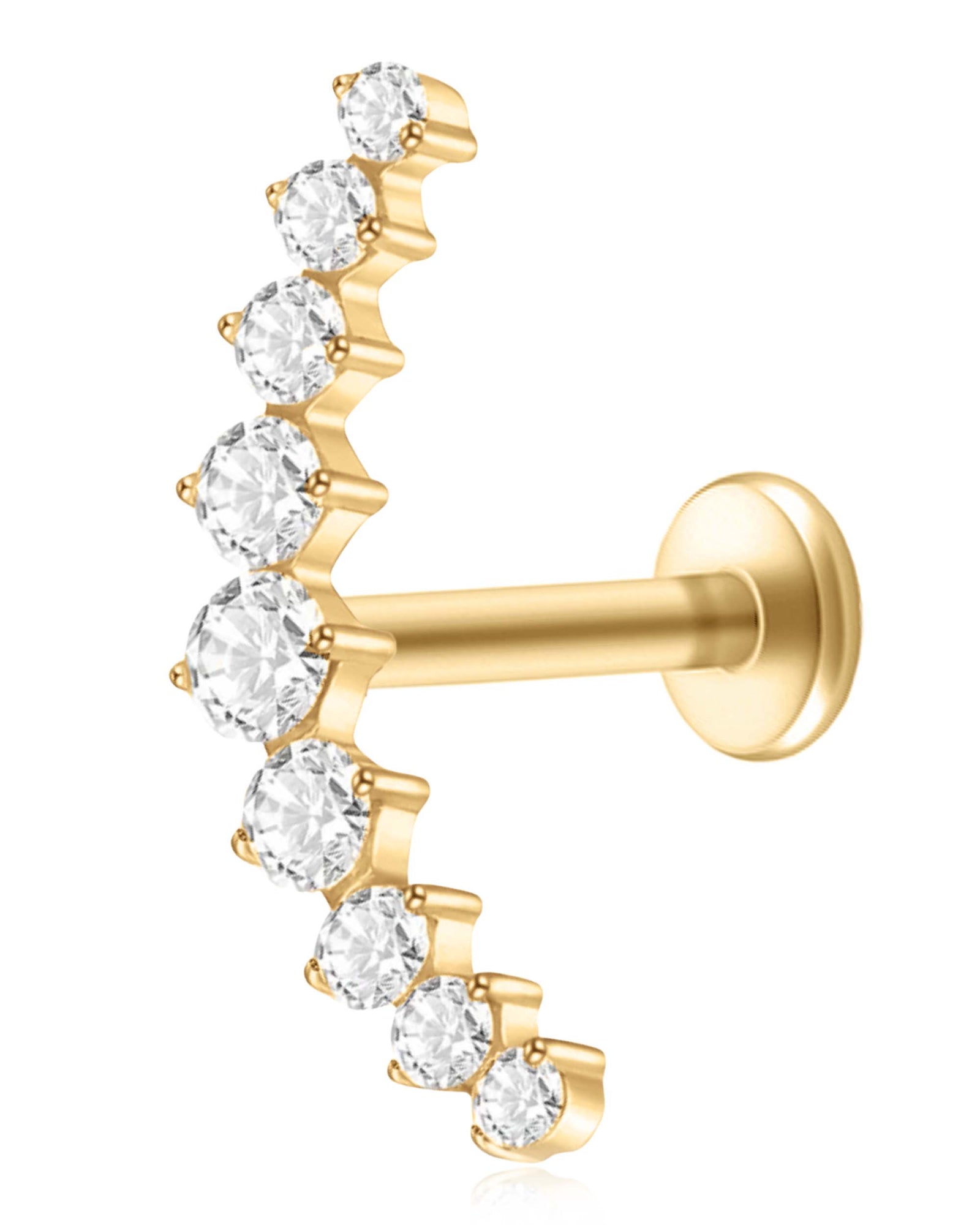 Titanium Cartilage Earring 9 Crystal Cluster Ear Piercing Stud 16G