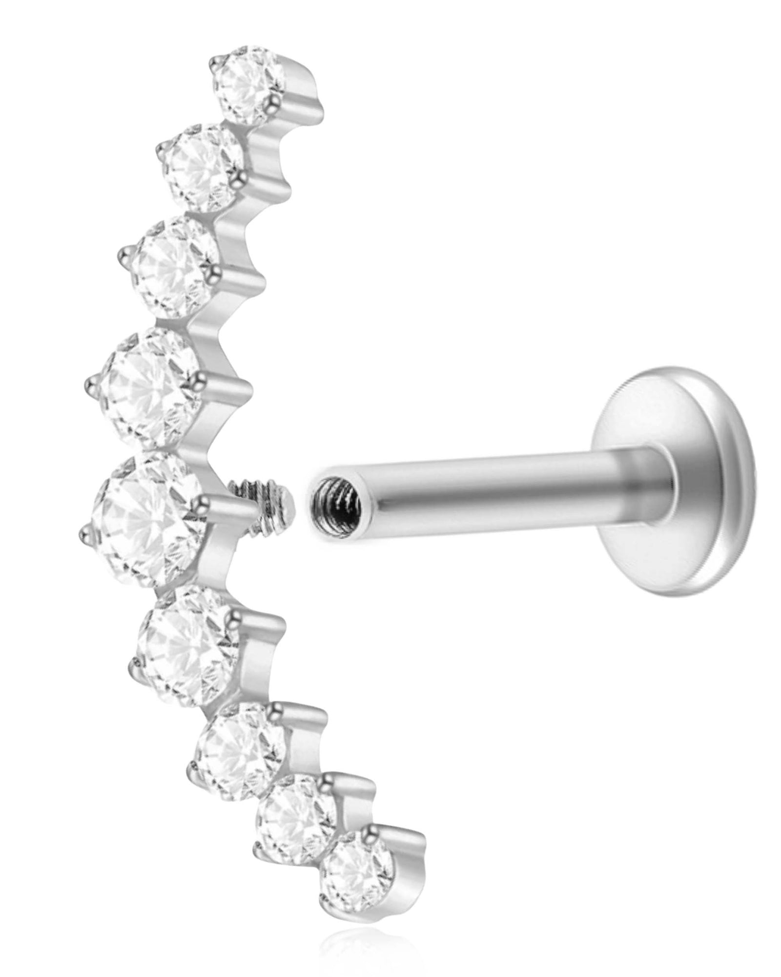 Titanium Cartilage Earring 9 Crystal Cluster Ear Piercing Stud 16G