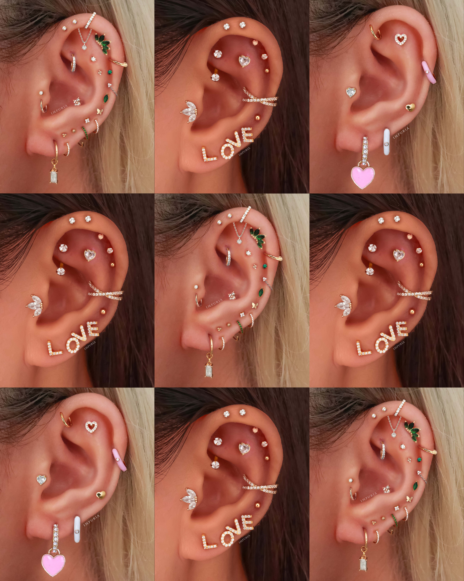 Heart Cartilage Piercing Jewelry Helix Tragus Conch Earring Stud Set