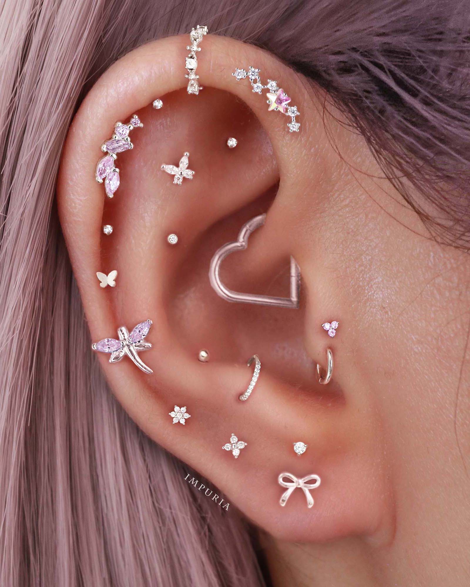 Celestial Cluster Cartilage Ear Piercing Earring Stud Aurora Borealis ...