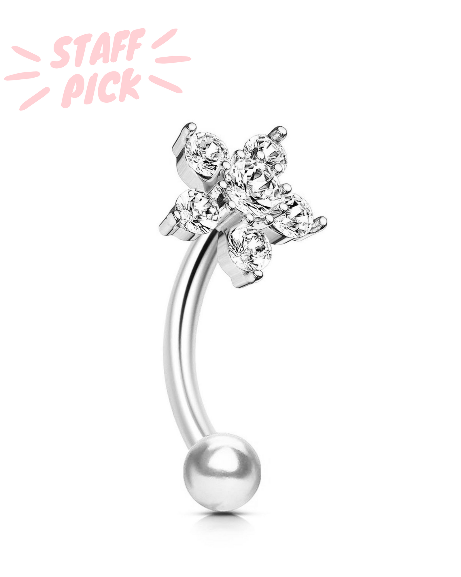 Flower Rook Piercing Jewelry Crystal Curved Barbell Earring 16G ...