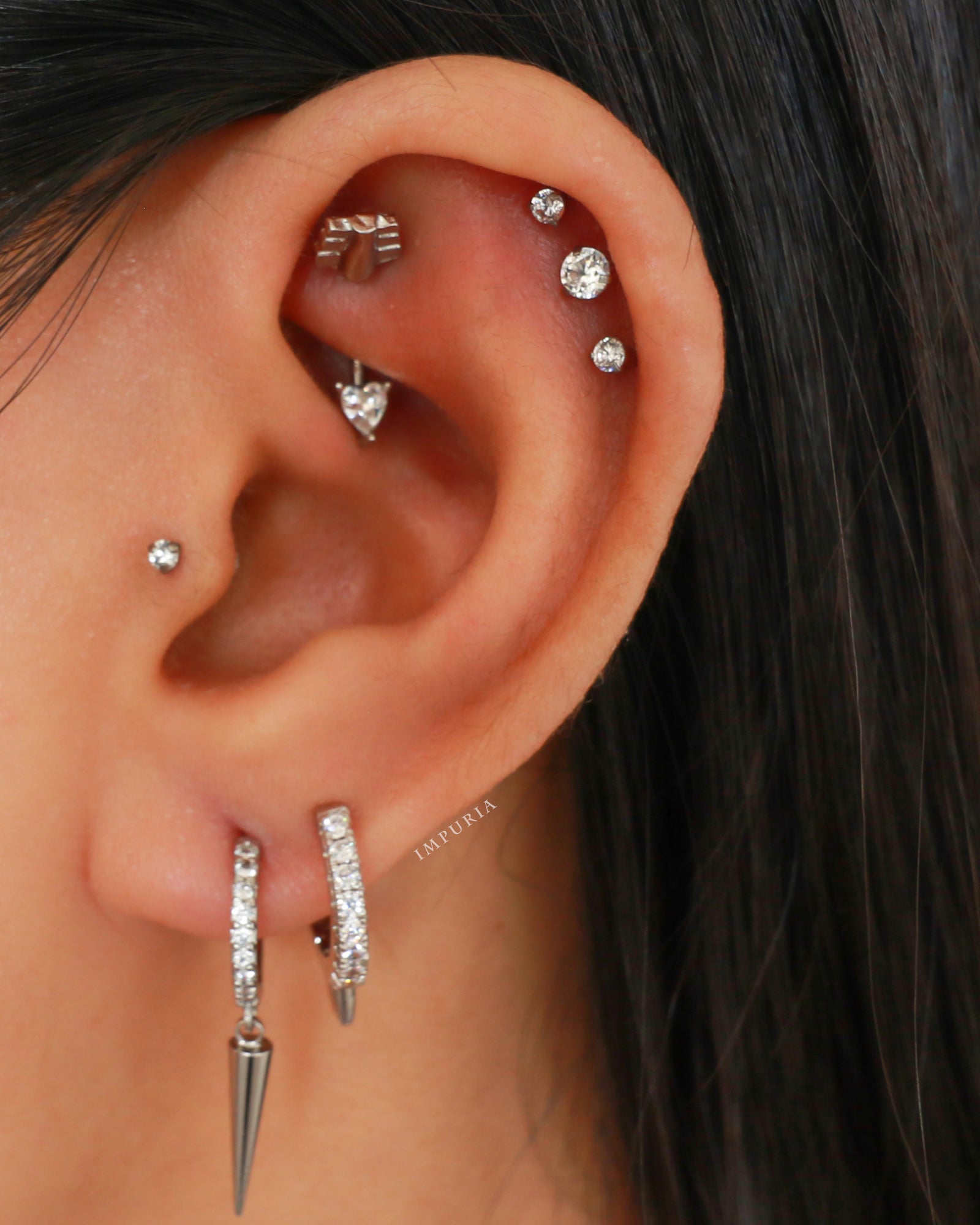 Spike Drop Huggie Hoop Earrings Cartilage Helix Ear Piercing Jewelry ...