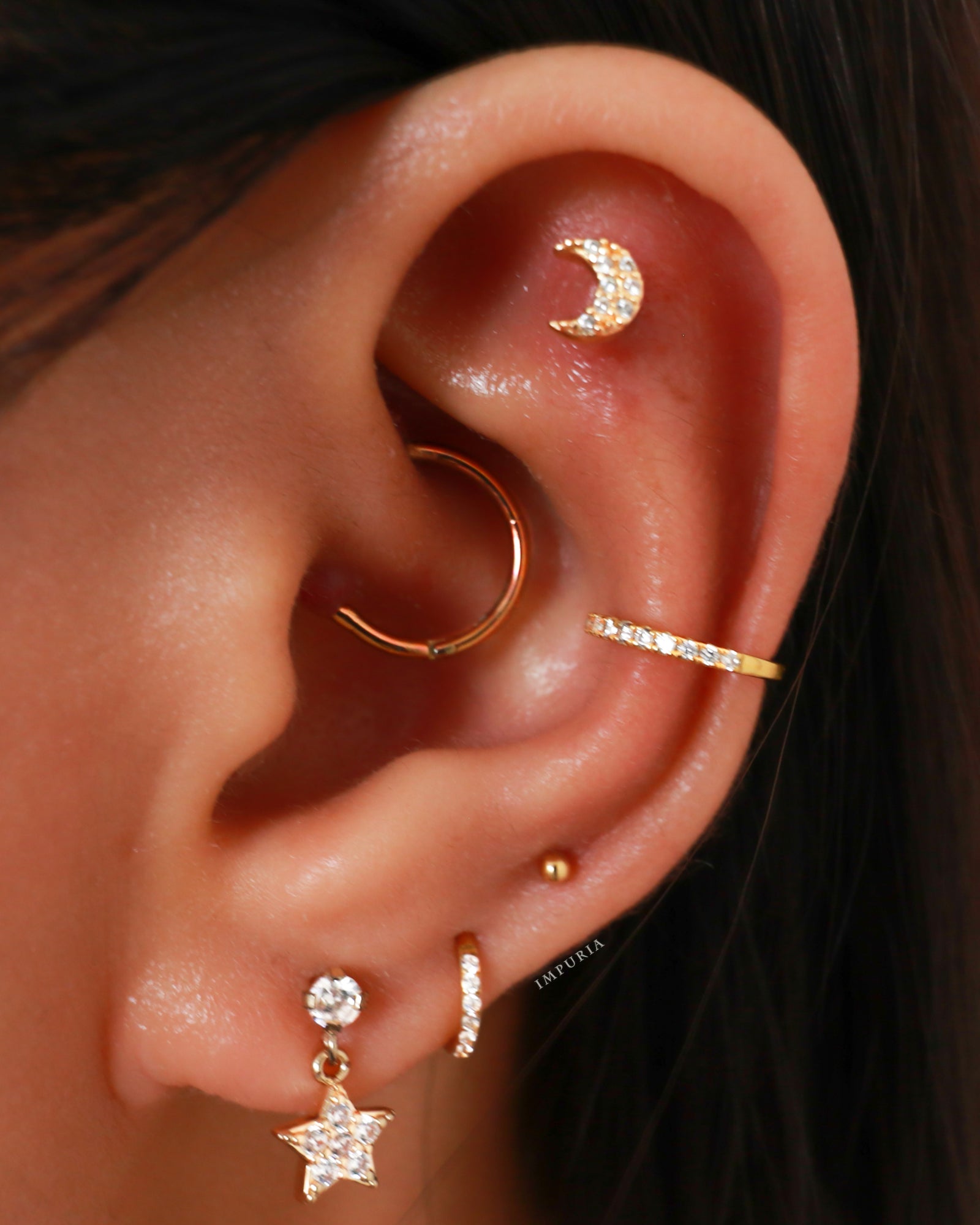 Moon Ear Piercing Celestial Cartilage Helix Conch Tragus Earring Studs ...