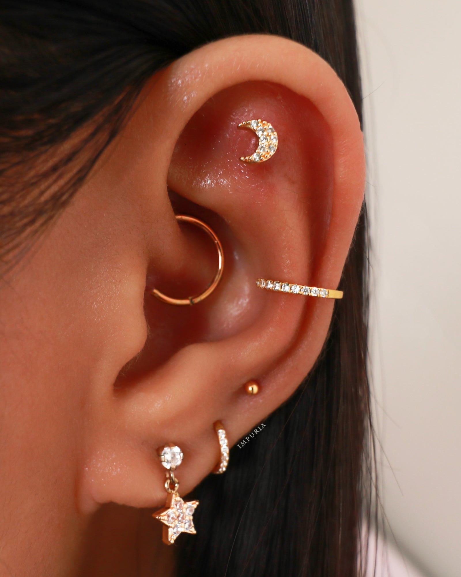 Moon Ear Piercing Celestial Cartilage Helix Conch Tragus Earring Studs ...