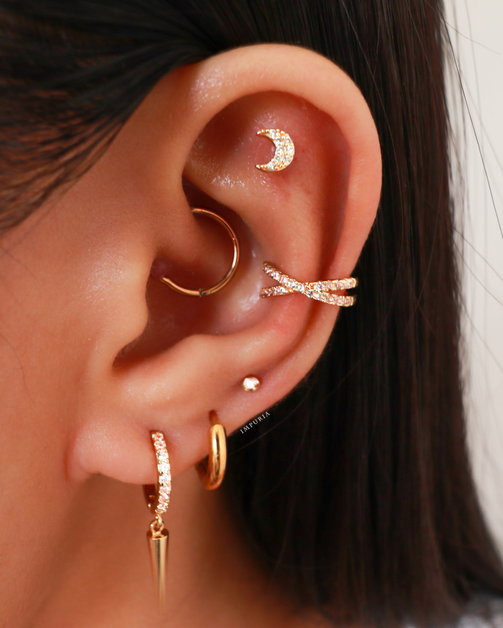 Moon Ear Piercing Celestial Cartilage Helix Conch Tragus Earring Studs ...