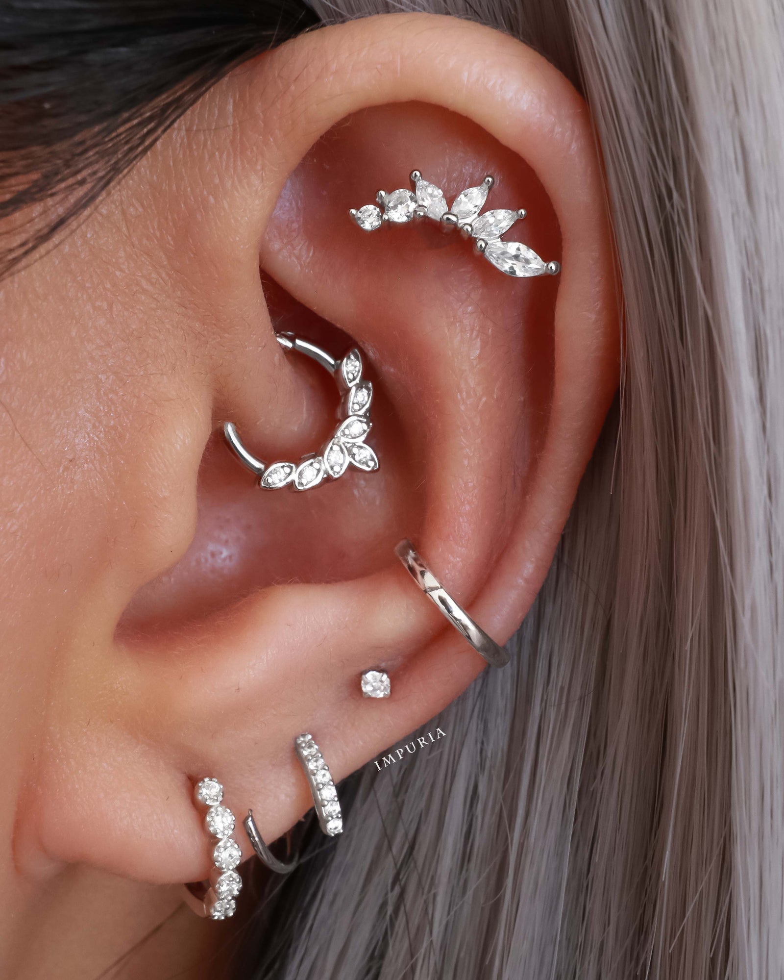 Cluster Cartilage Helix Ear Piercing Earring Stud – Impuria Ear ...