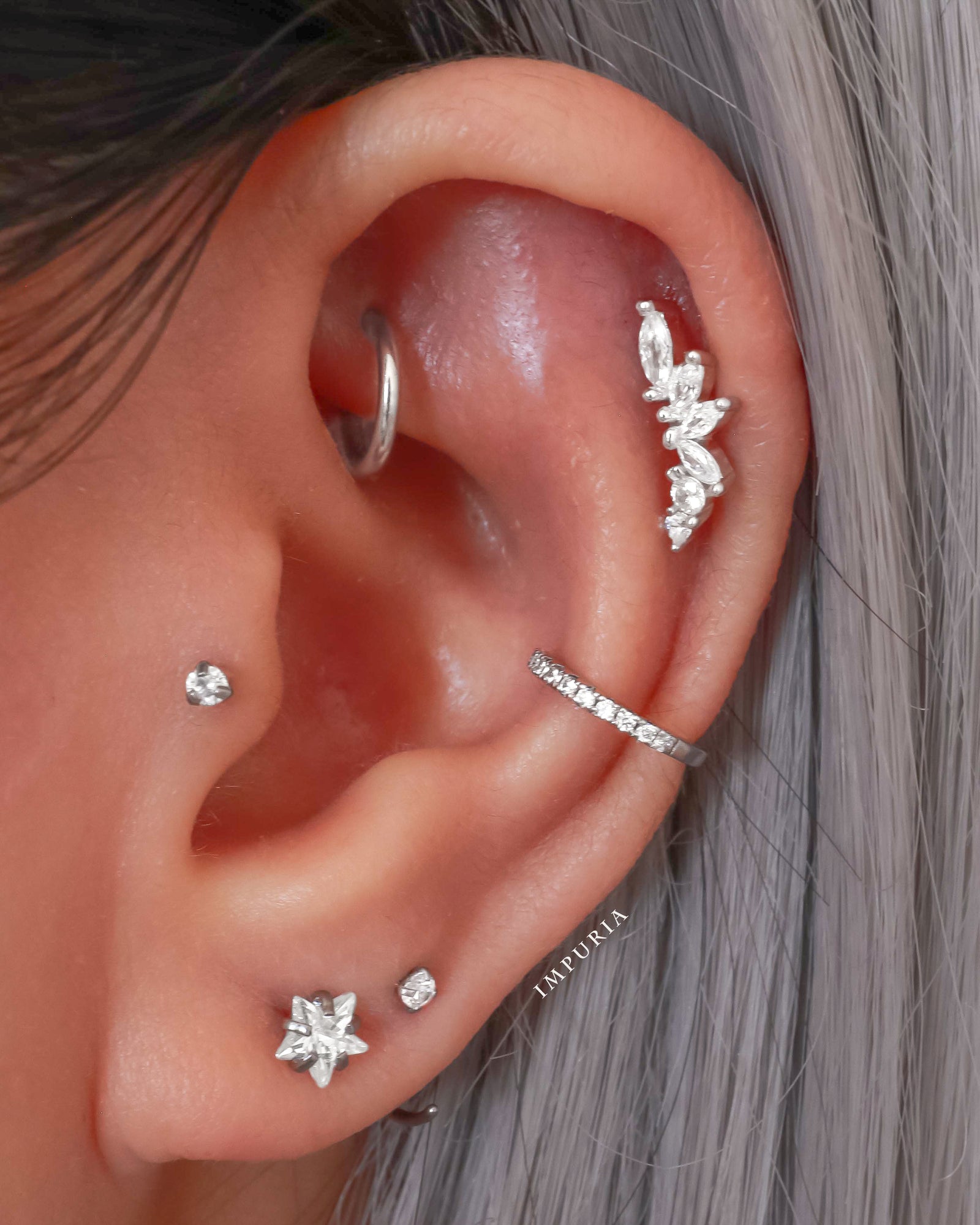 Cluster Cartilage Helix Ear Piercing Earring Stud – Impuria Ear ...