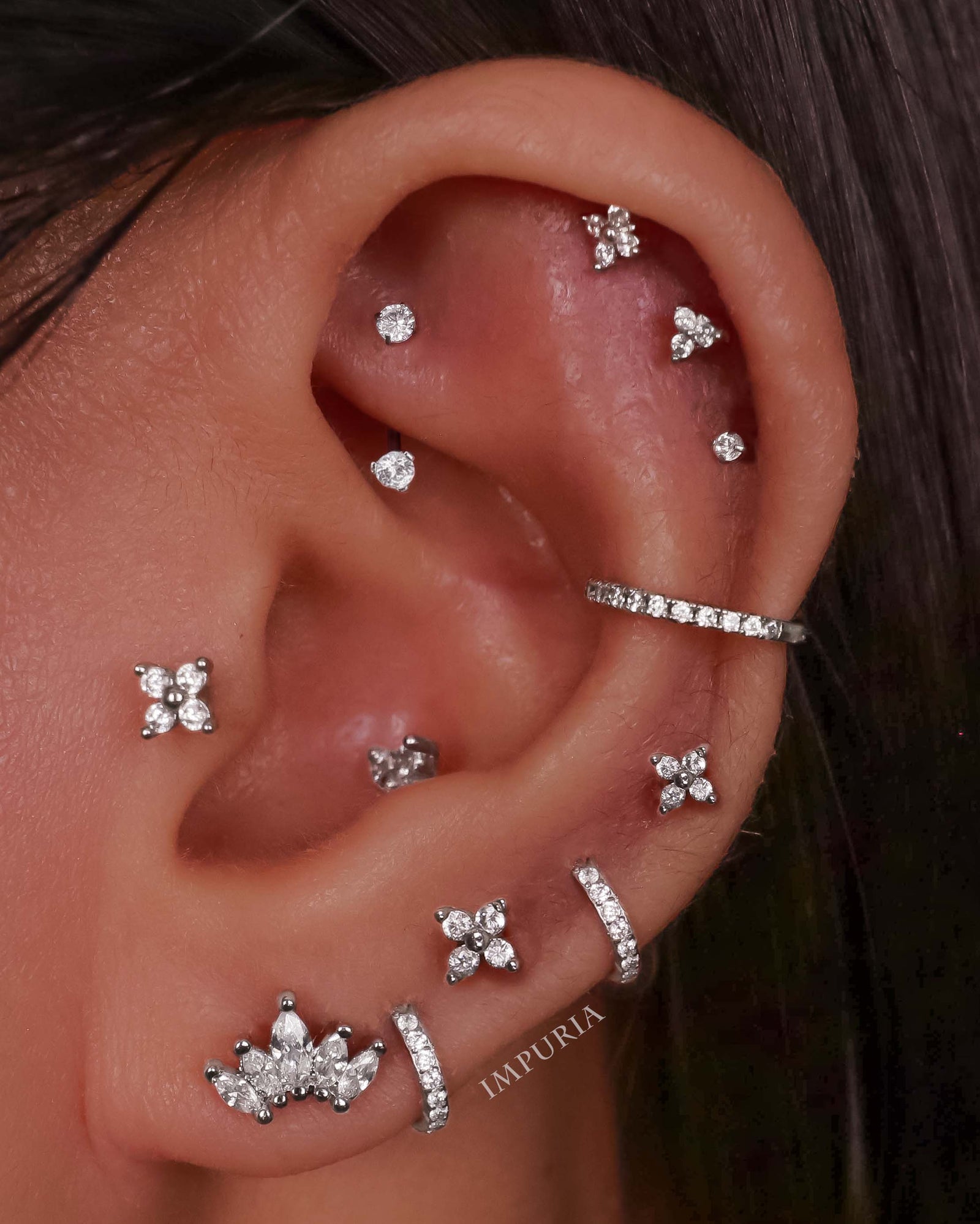 Rook Earring Crystal Prong Ear Piercing Jewelry Curved Barbell