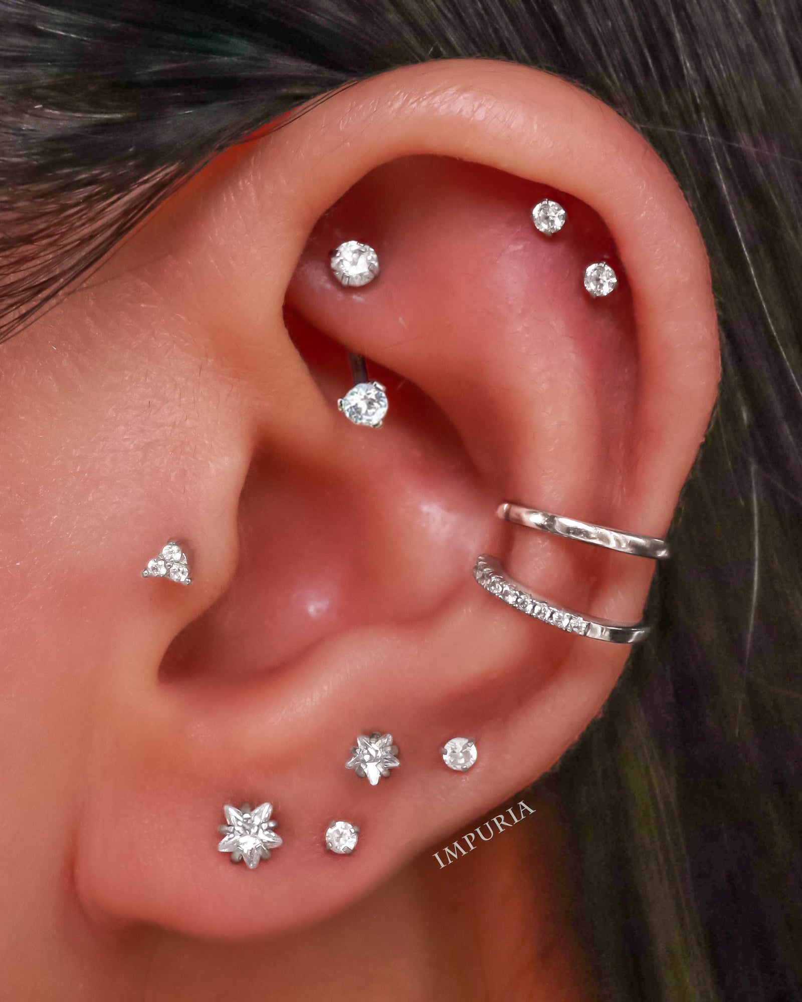 Rook Earring Crystal Prong Ear Piercing Jewelry Curved Barbell