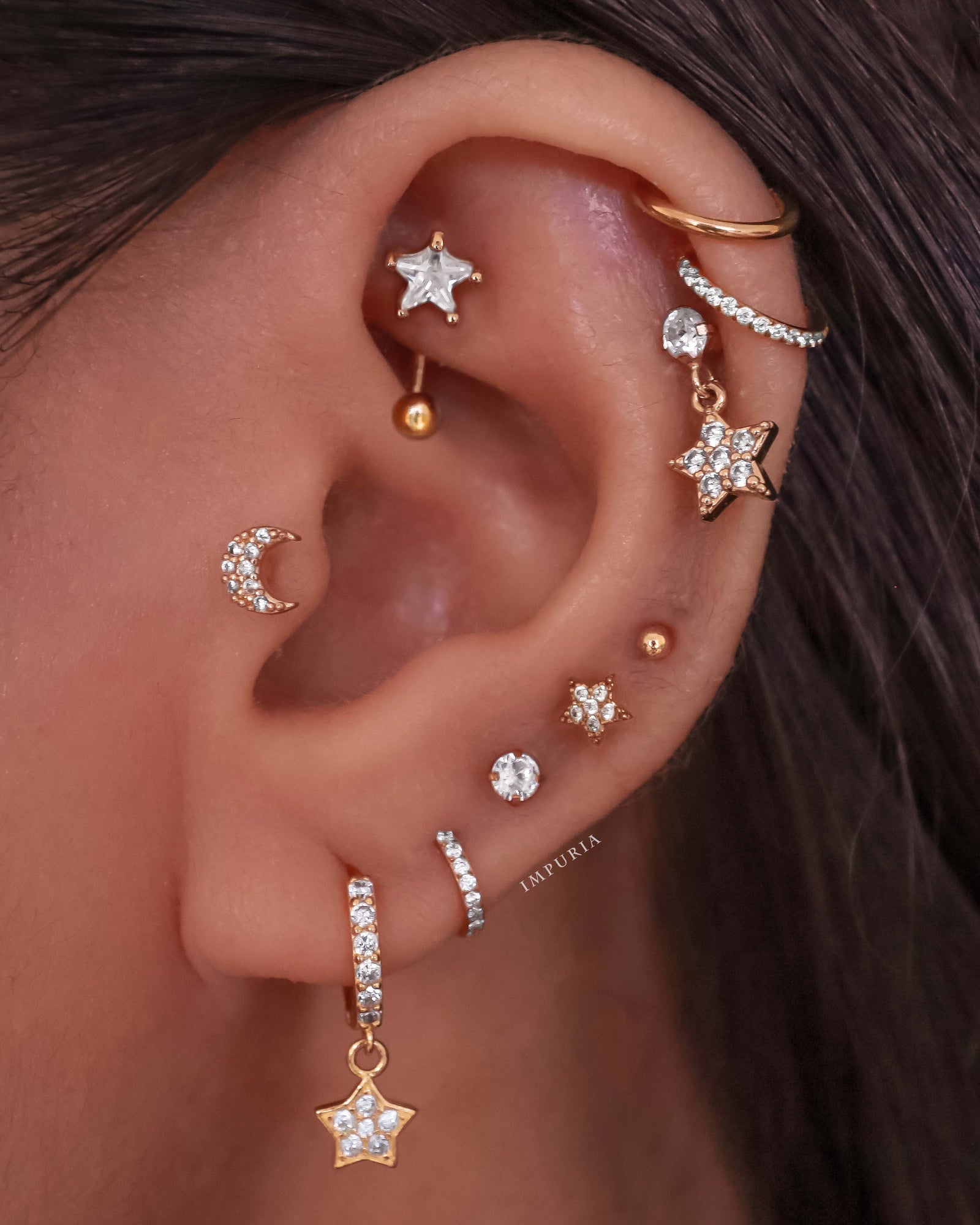 Moon Ear Piercing Celestial Cartilage Helix Conch Tragus Earring Studs ...