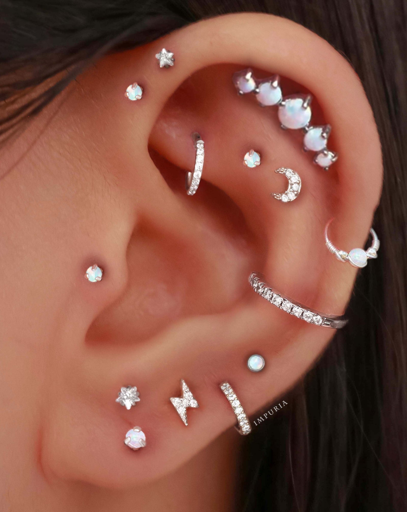 Moon Ear Piercing Celestial Cartilage Helix Conch Tragus Earring Studs ...