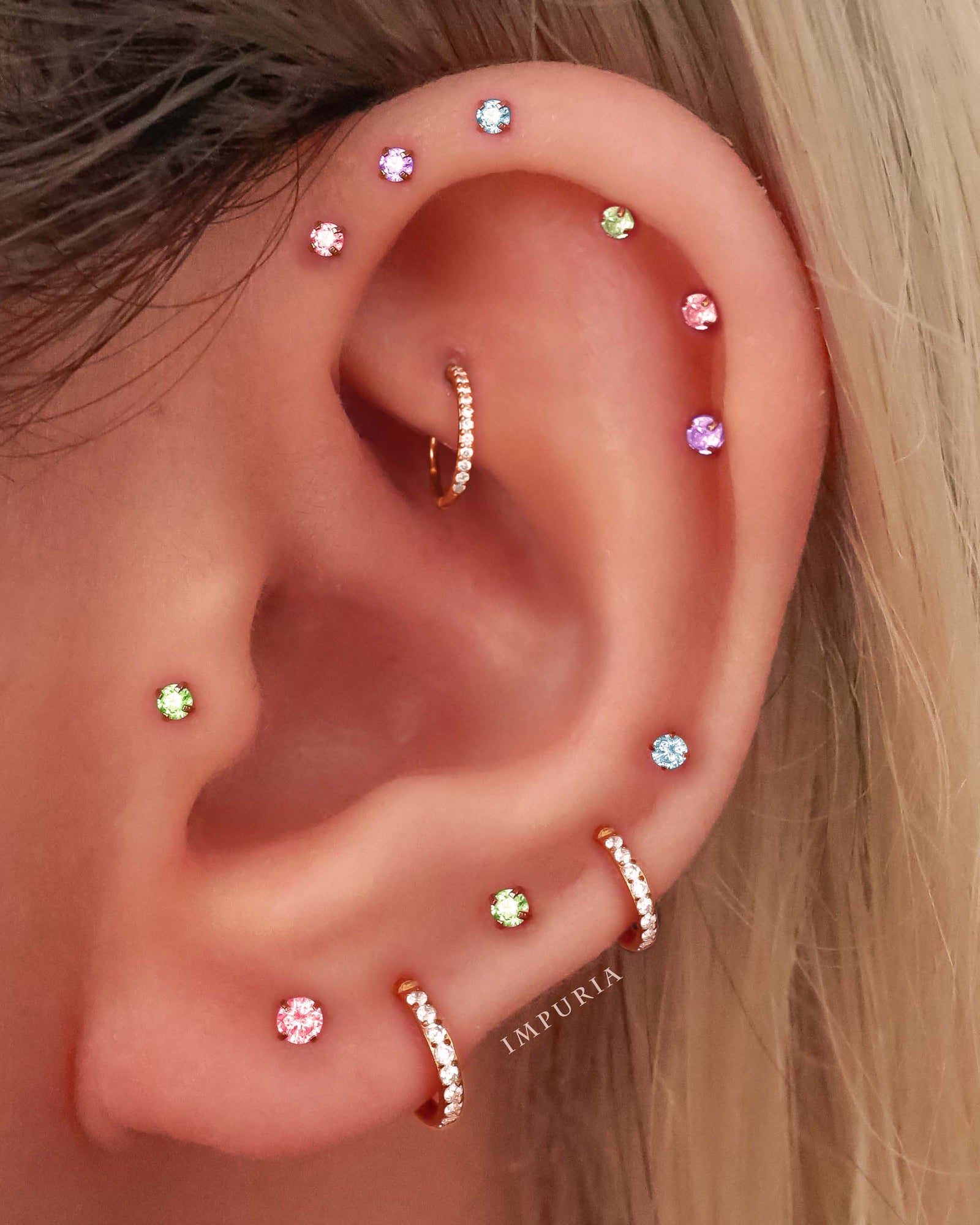 Colorful Crystal Prong Cartilage Earring Stud Helix Conch Tragus Ear ...