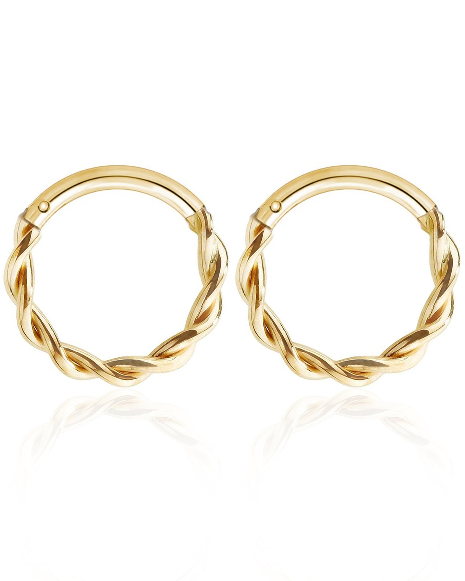 Twisted Spiral Rope Helix Piercing Cartilage Ring Hoop Clicker 16G